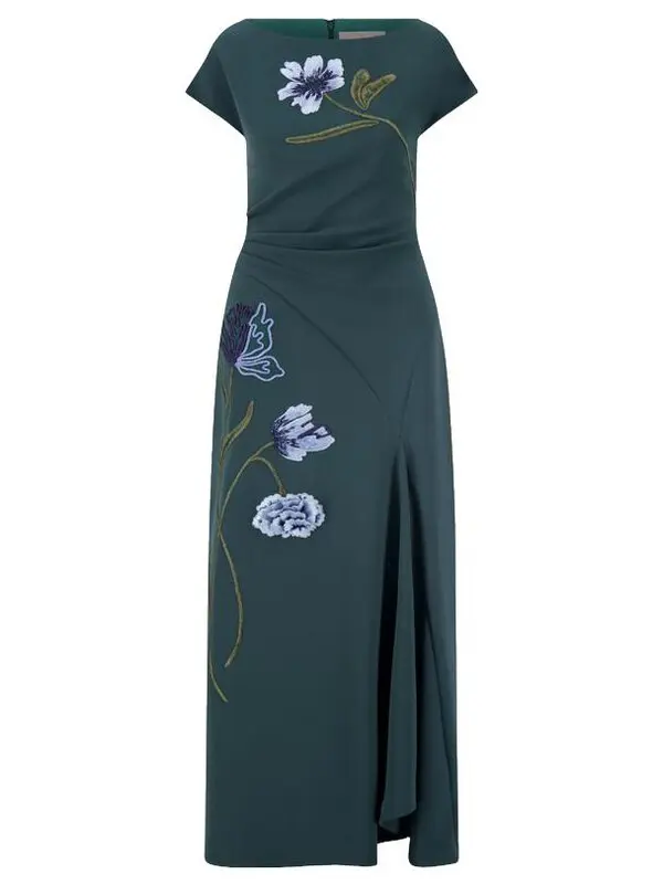 Lela Rose Cord Embroidered Cascade Dress - Floral