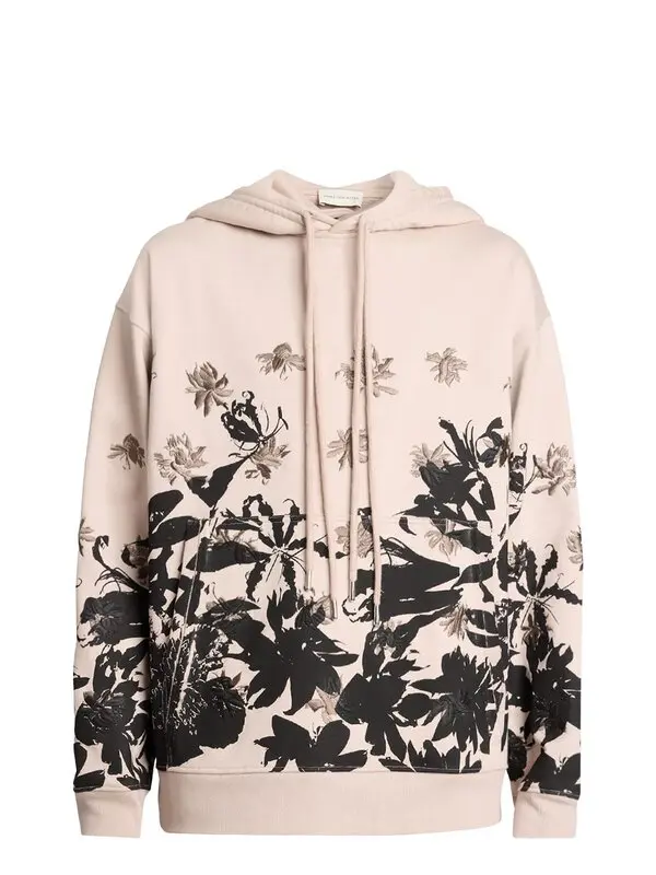 Dries Van Noten Cotton Floral Hoodie With Embroidery - Pearl