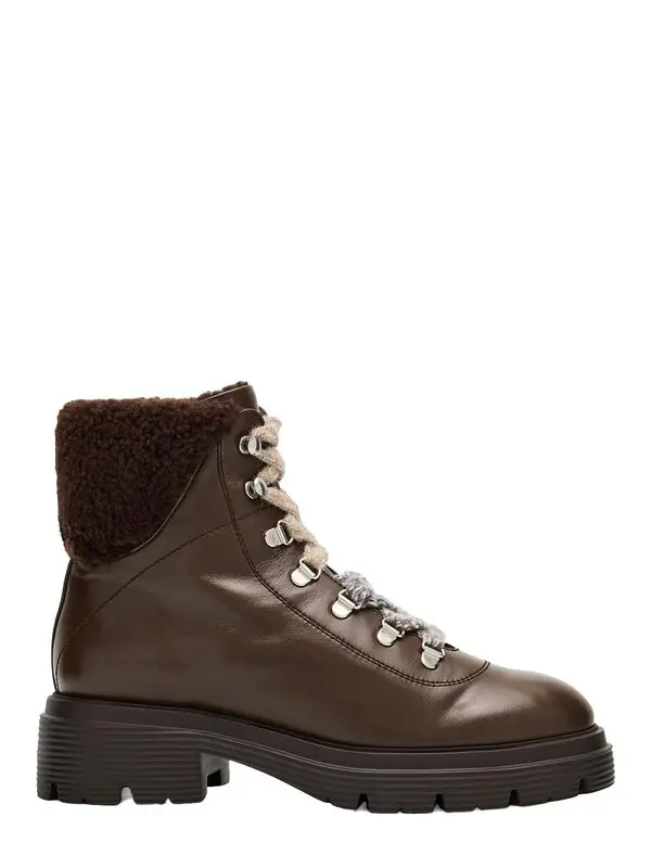STUART WEITZMAN Hudson Lite Shearling-lined Combat Boots - Brown