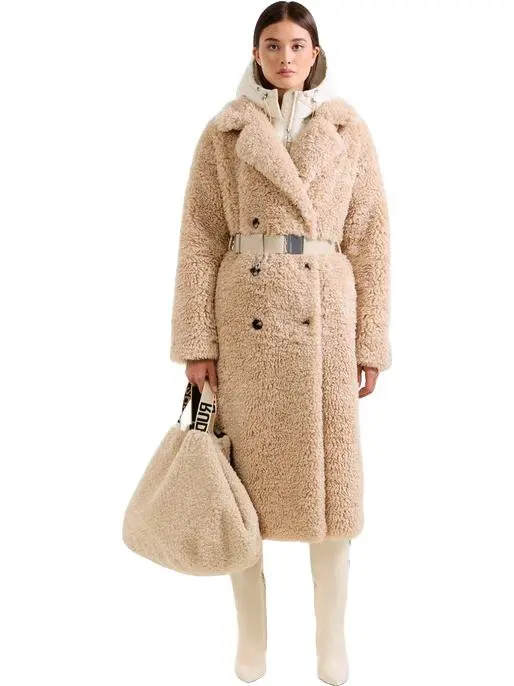 Rudsak Tina Faux Fur Teddy Trench Coat - White