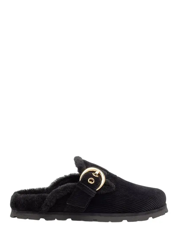 STUART WEITZMAN Chrystie Shearling-lined Corduroy Mules - Black