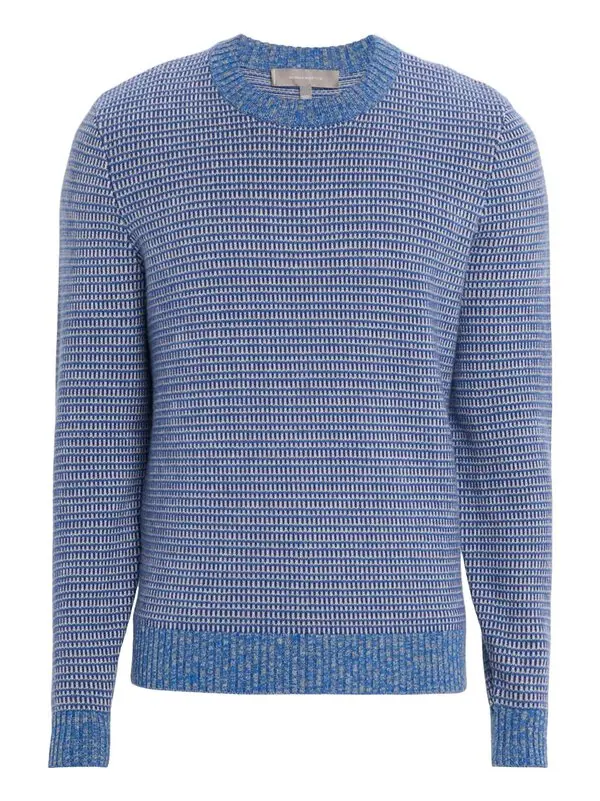 Neiman Marcus Wool And Cashmere Melange Textured Crewneck Sweater - Blue Multi