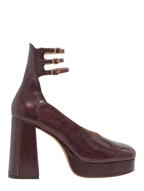 Chloé Loti Snake Platform Block-heel Pumps - Evening Purple