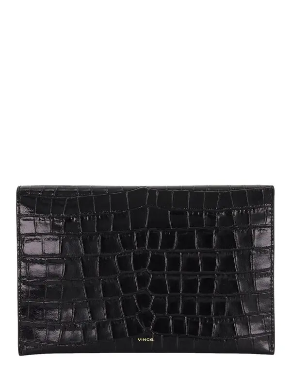 Vince Croc-effect Leather Bifold Clutch - Black