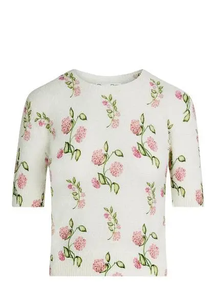 Oscar De La Renta Porcelain Flower Embroidered Pullover - Red
