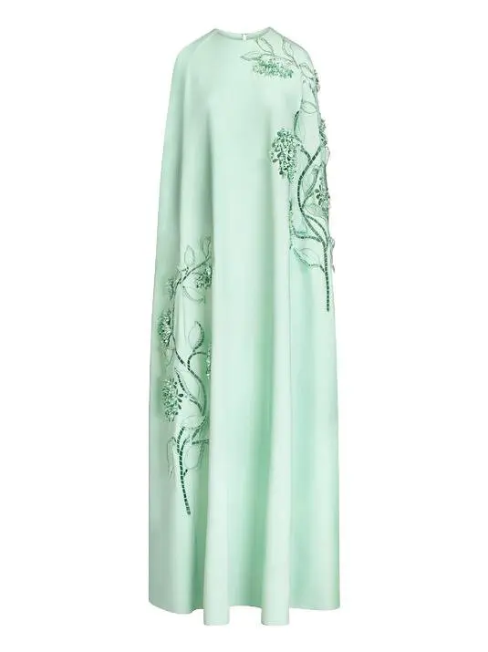 Oscar De La Renta Porcelain Flower Cutout Caftan - Natural