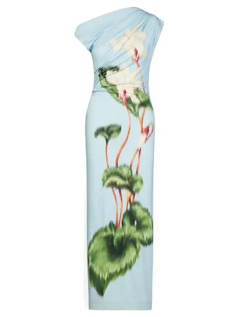 Oscar De La Renta Chiné Cyclamen Jersey Dress - Blue