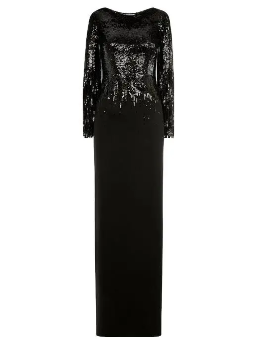 Oscar De La Renta Sequin Fringe Gown - Natural