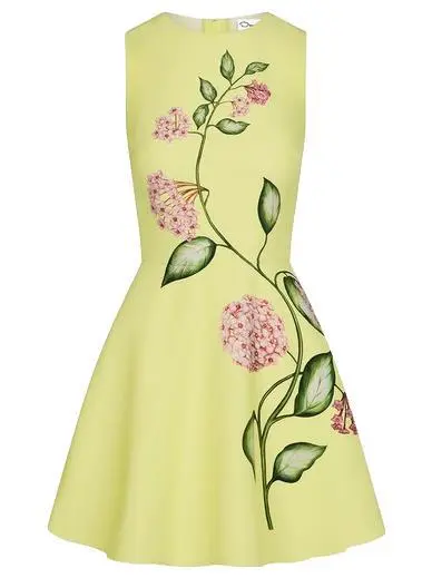 Oscar De La Renta Porcelain Flower Print Mini Dress - Natural