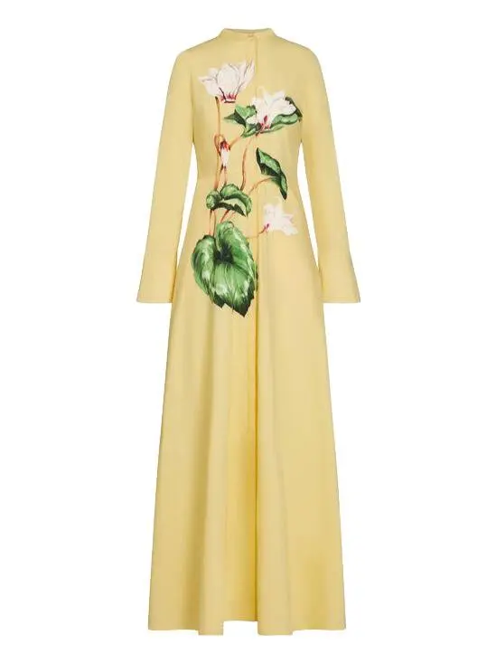 Oscar De La Renta Chiné Cyclamen Cotton Poplin Caftan - Yellow