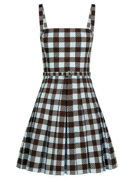 Oscar De La Renta Gingham Cotton Poplin Mini Dress - Blue