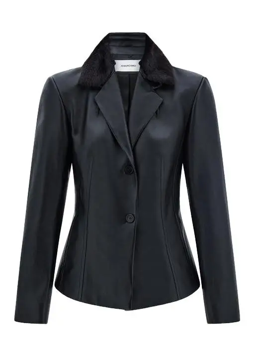FERRAGAMO Nappa Leather Blazer - Black