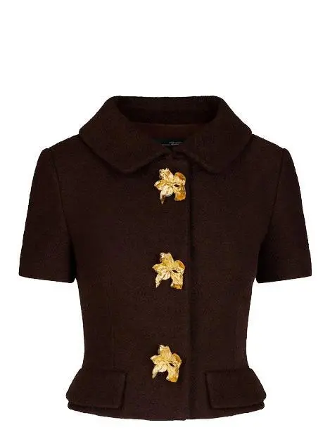 Oscar De La Renta Cyclamen Button Tweed Jacket - Gold