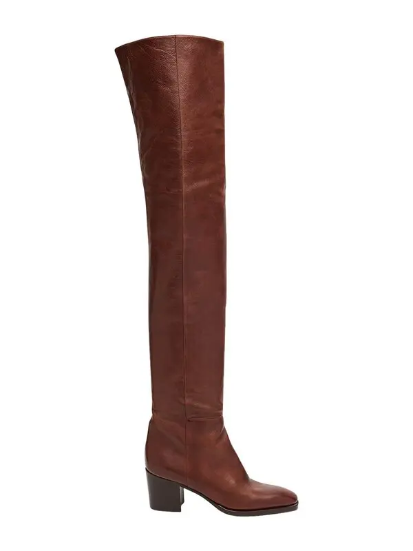 Saint Laurent Odeon Leather Over-the-knee Boots - Deep Nut