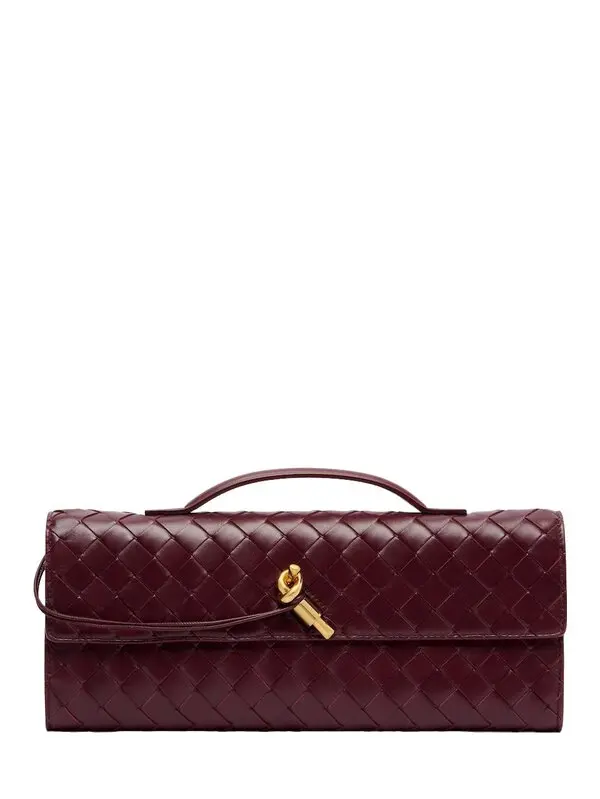 Bottega Veneta Andiamo Intrecciato Clutch - Burgundy