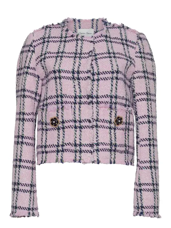 Cara Cara Waylin Boucle Tweed Jacket - Pink Green Boucle Plaid