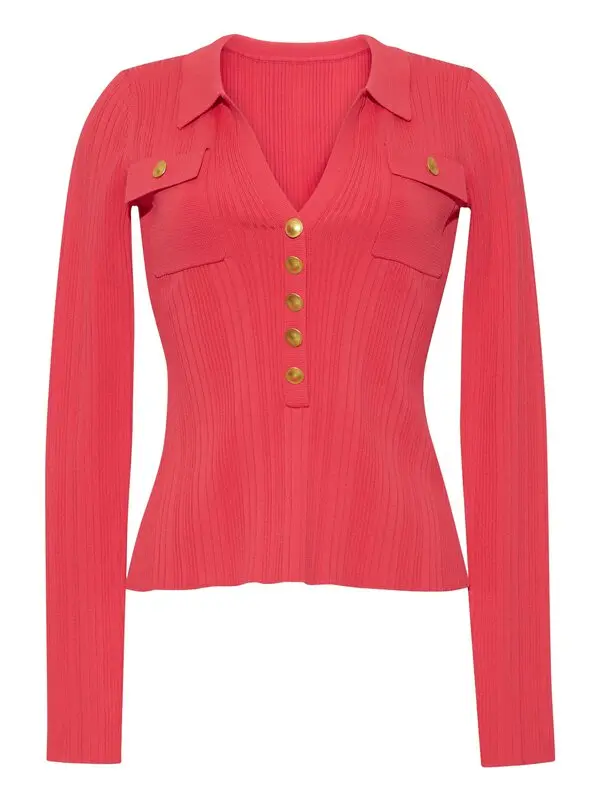 Cara Cara Belleport Rib Knit Top - Watermelon