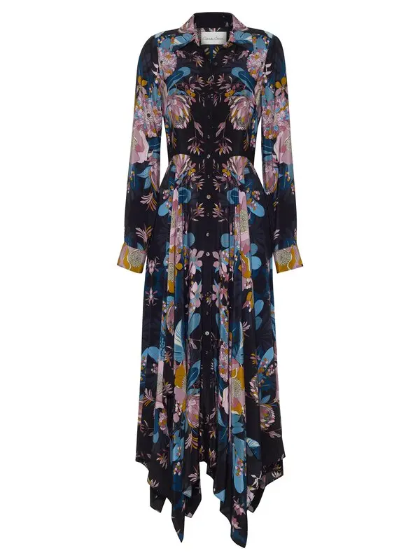 Cara Cara Elliot Printed Shirt Dress - Lush Bouquet Black