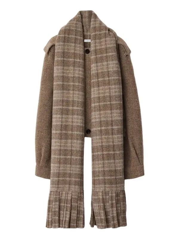 Burberry Detachable Scarf Wool-blend Jacket - Biscuit Beige