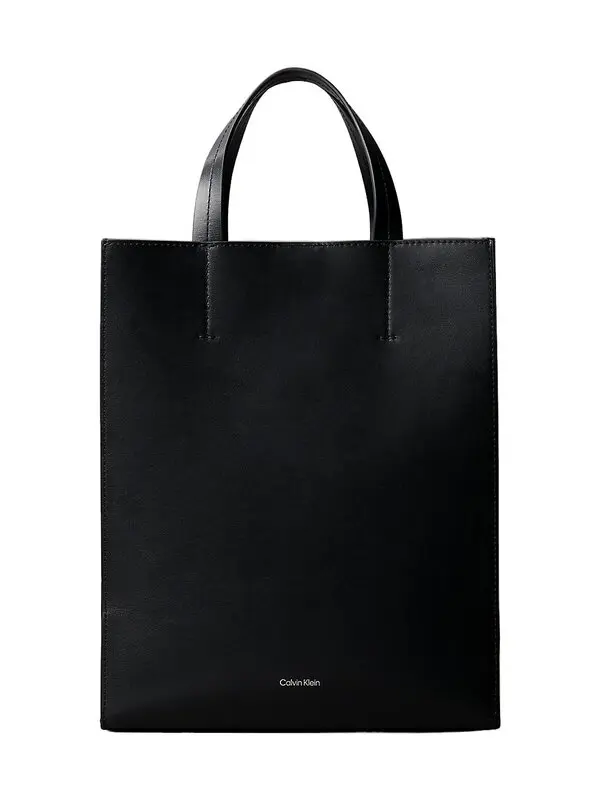 Calvin Klein Leather Tote Bag - Black