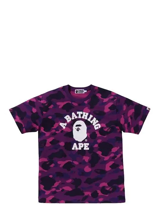 A BATHING APE Camo College Tee Shirt - Purple