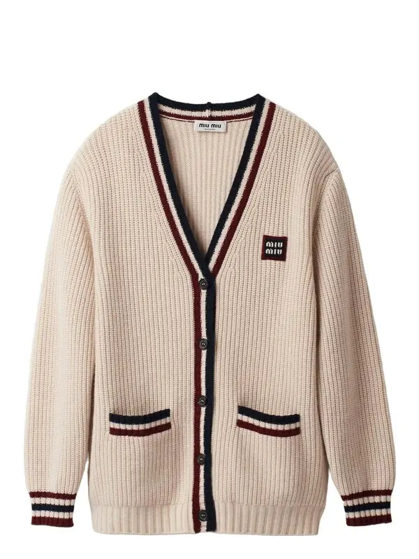 Miu Miu Cashmere Knit Cardigan - Natural