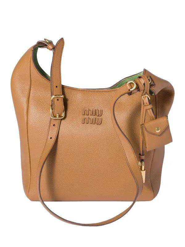 Miu Miu Leather Bucket Bag - Caramel/larch Green