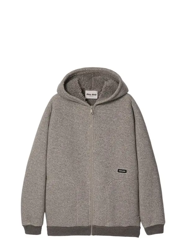 Miu Miu Fleece Hoodie Jacket - Marble Gray