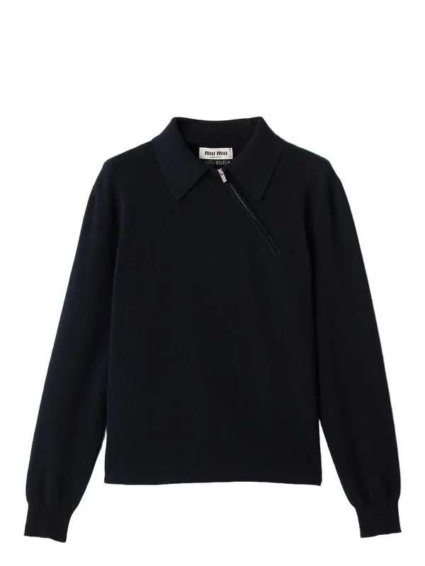 Miu Miu Cashmere Polo Shirt - Navy
