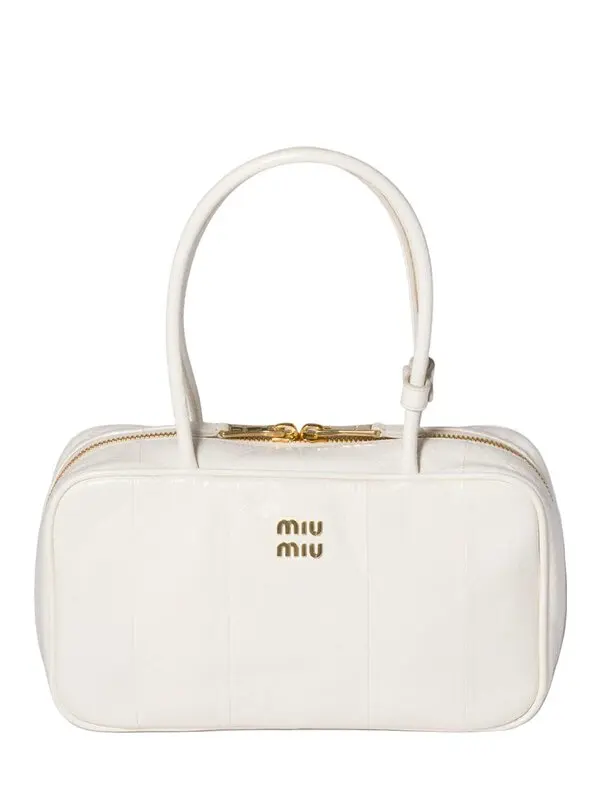 Miu Miu Leather Bag With Gold-tone Hardware - White