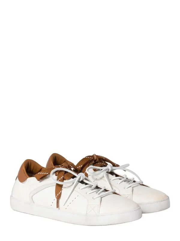 Miu Miu Leather Sneakers - White/cognac