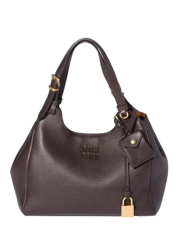 Miu Miu Leather Handbag - Dark Brown/papaya