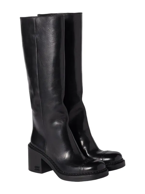 Miu Miu Leather Boots - Black