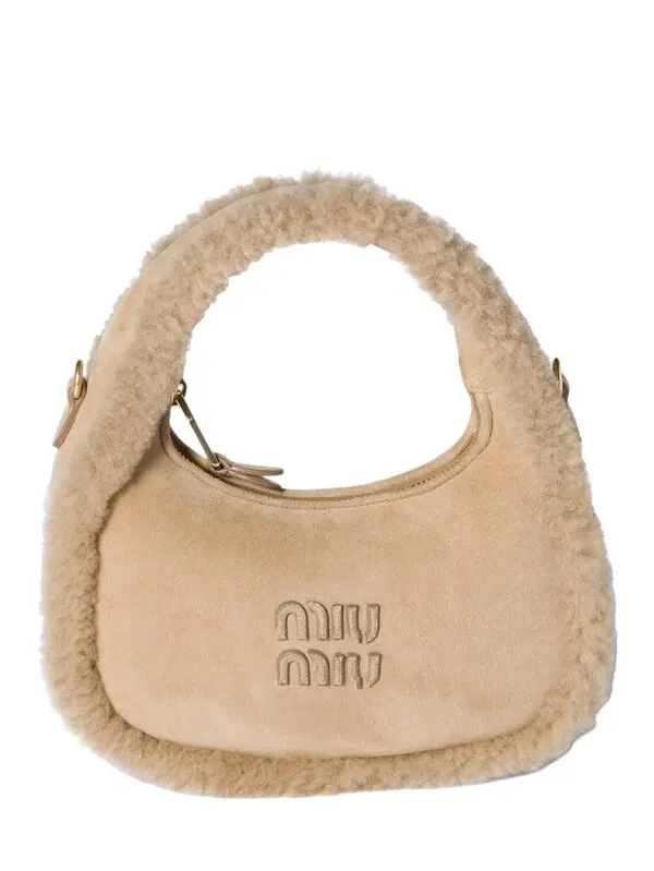Miu Miu Wander Shearling Bag - Sand Beige