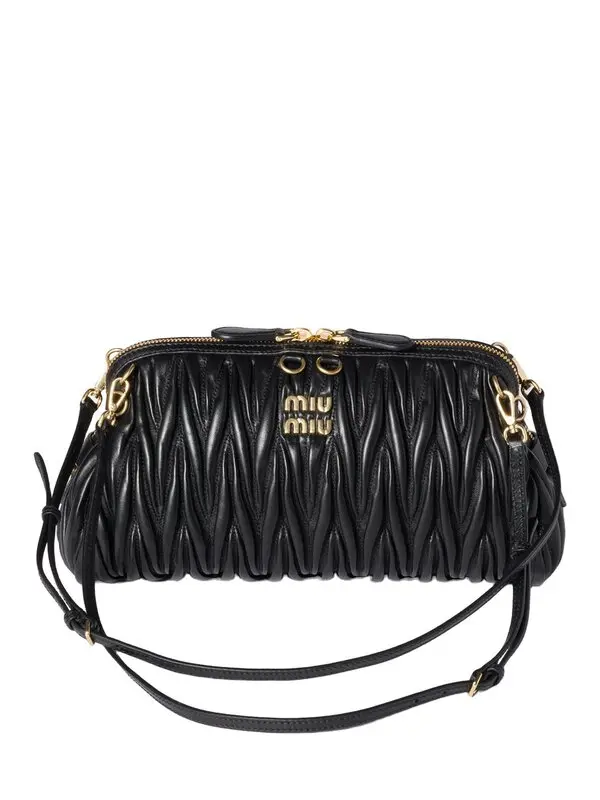 Miu Miu Caprice Matelassé Nappa Leather Clutch - Black