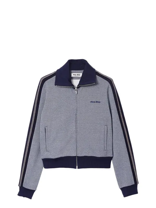 Miu Miu Jersey Zipper Sweatshirt - Navy