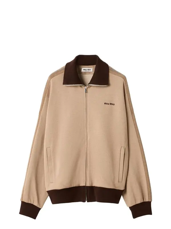 Miu Miu Jersey Zipper Sweatshirt - Cameo