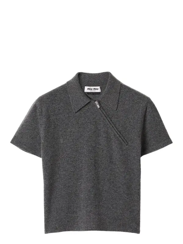 Miu Miu Cashmere Polo Shirt - Slate Gray