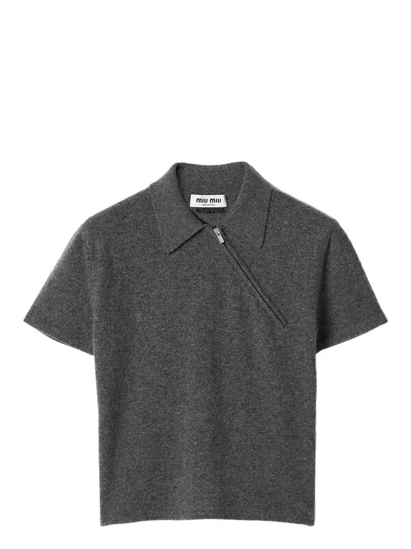 Miu Miu Cashmere Polo Shirt - Slate Gray