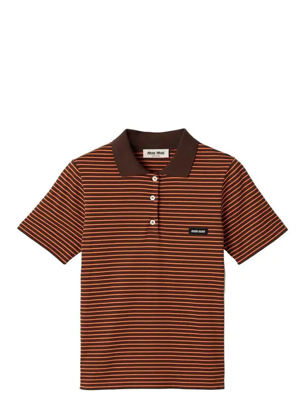 Miu Miu Jersey Polo Shirt - Cocoa Brown/orange