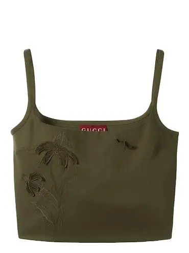 Gucci Wool Mohair Top With Embroidery - Green