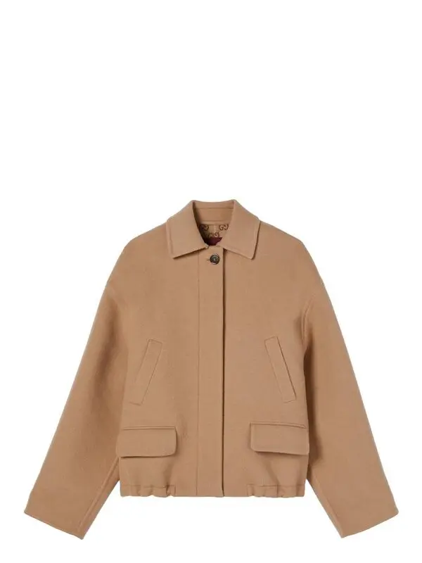 Gucci Wool Zip-up Jacket With Gg Lining - Beige