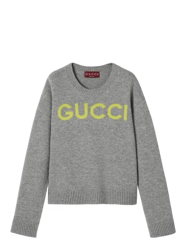 Gucci Wool Top With Intarsia - Beige