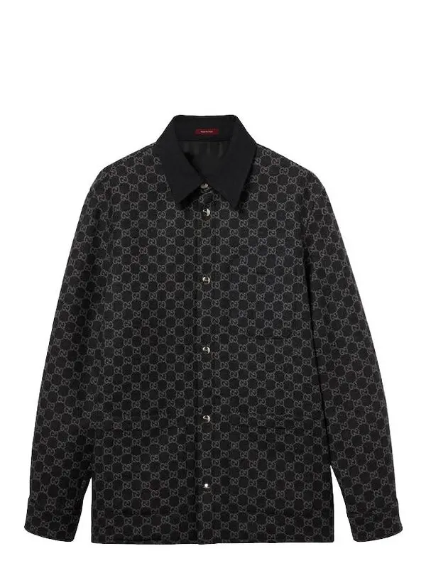Gucci Brushed Gg Flannel Jacket - Grey
