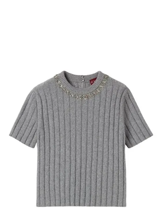 Gucci Ribbed Wool And Cashmere Top - Grey