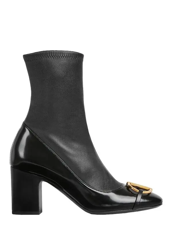 Gucci Stretch Leather Ankle Boots With Horsebit - Black
