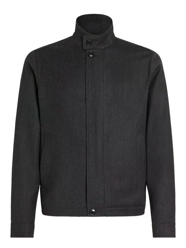 Zegna High-neck Wool Jacket - Black
