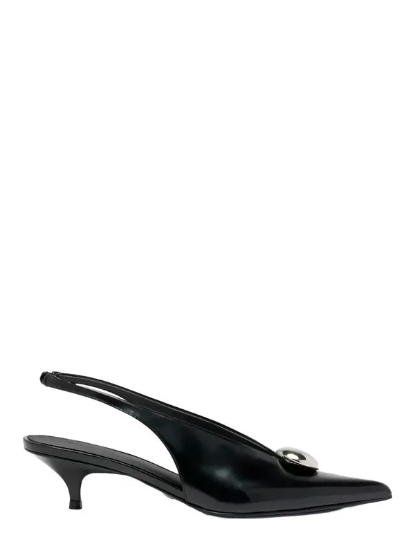 Proenza Schouler Leather Heeled Slingback Pumps - Black