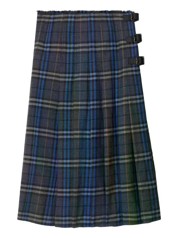 Burberry Check Midi Skirt - Grey