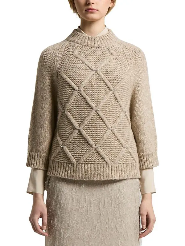 Peserico Three Quarter Sleeve Knitted Sweater - Sepia